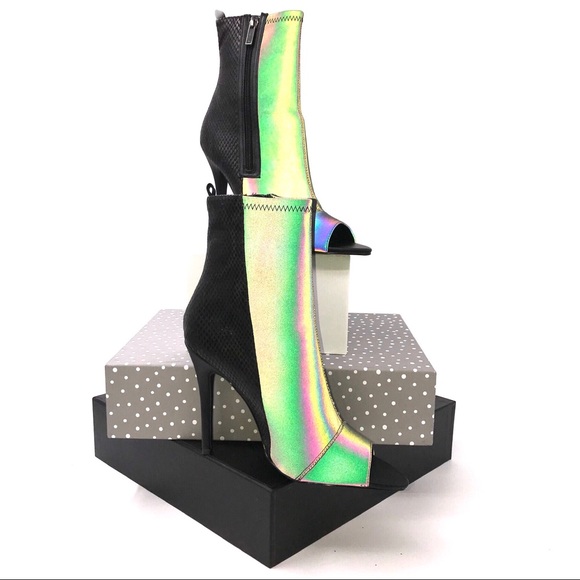 Shoes | Reflective Peep Toe Booties | Poshmark